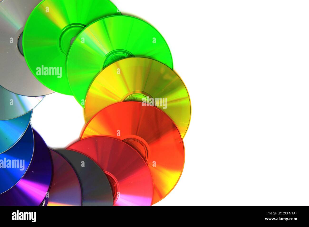 color CD and DVD isolated ond white background Stock Photo - Alamy