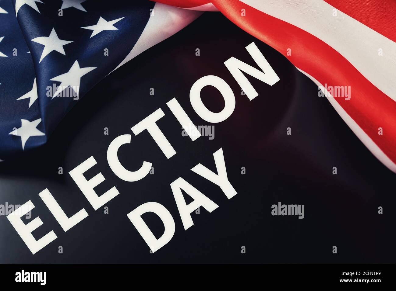 Waving american flag and inscription election day. USA election concept ...