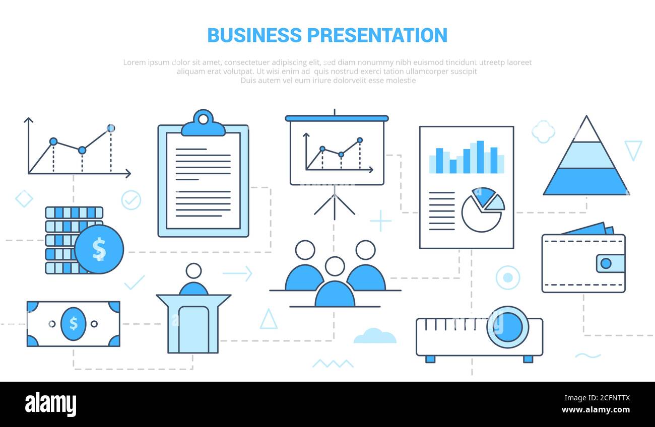 business presentation concept with icon set template banner with modern ...