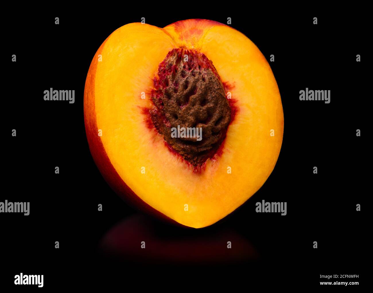 Ripe peach one segment cut hi-res stock photography and images - Alamy