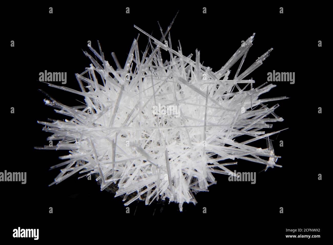 urea CO(NH2)2 biological crystal isolated on the black background Stock ...