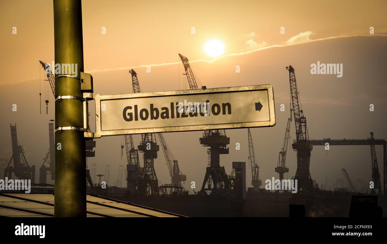 Street Sign the Direction Way to Globalization Stock Photo - Alamy