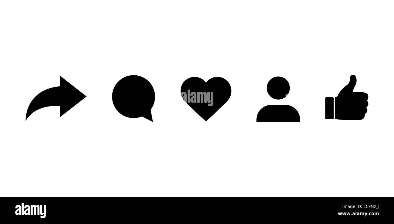 Social media icons thumb up and heart icon with repost and comment ...