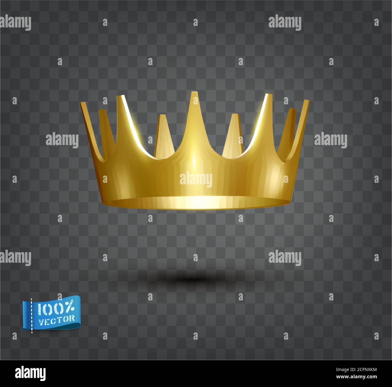 Golden antique Crown . Realistic vector object isolated on gray ...