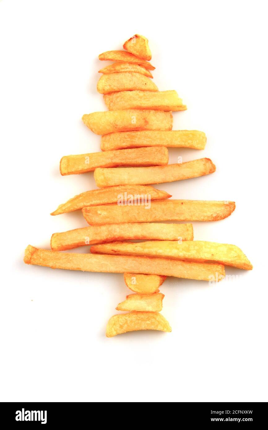 christmas tree from the potatoes chips as holiday background Stock ...
