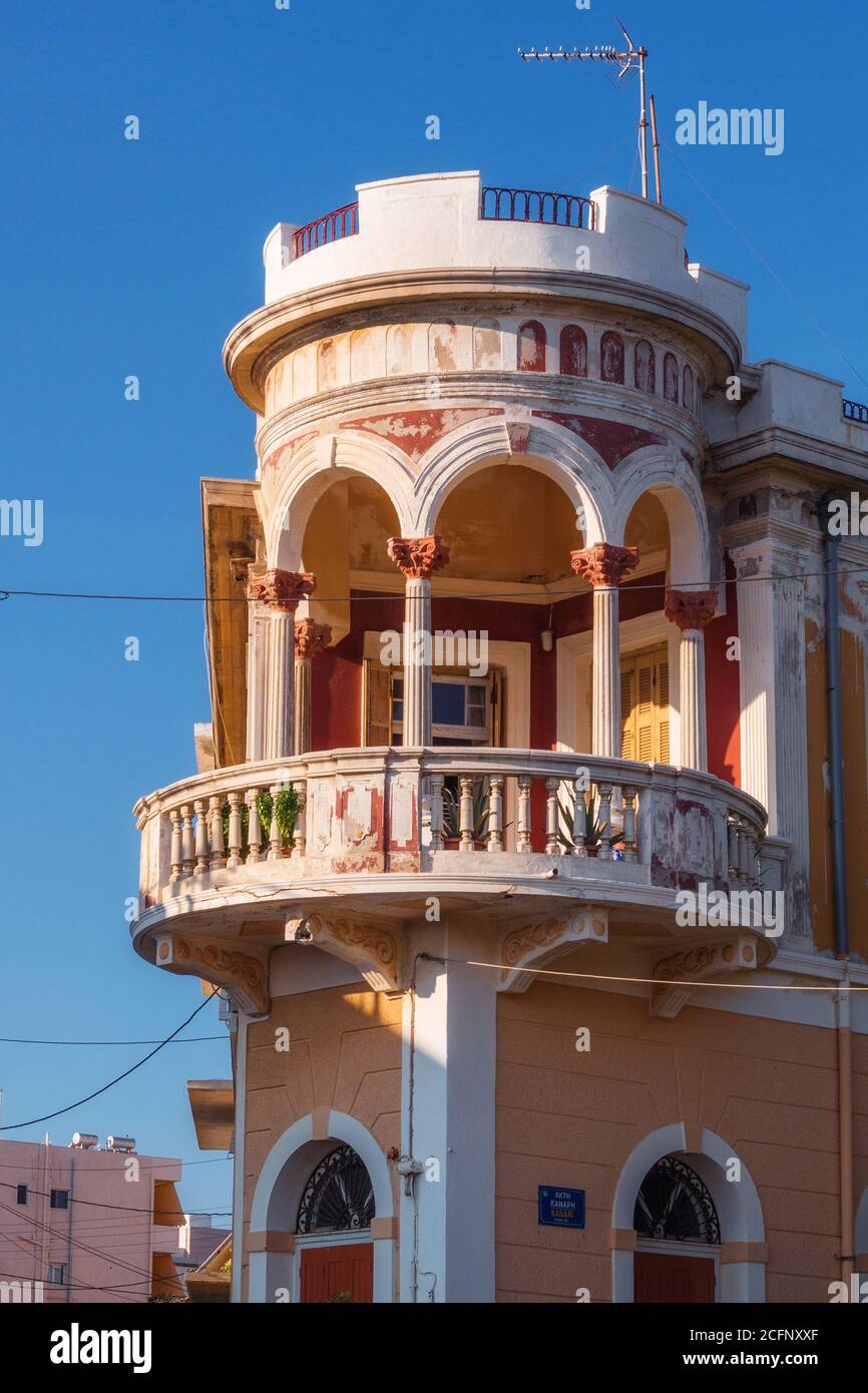 Traditional architecture in the Old Town of Chania, Crete Stock Photo ...
