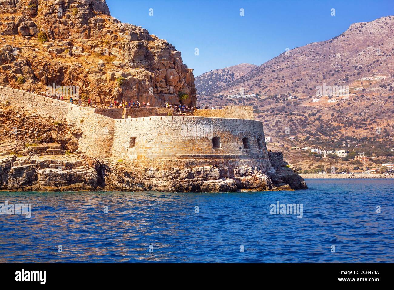 Ancient ruins of a fortified leper colony - Spinalonga (Kalydon) island ...
