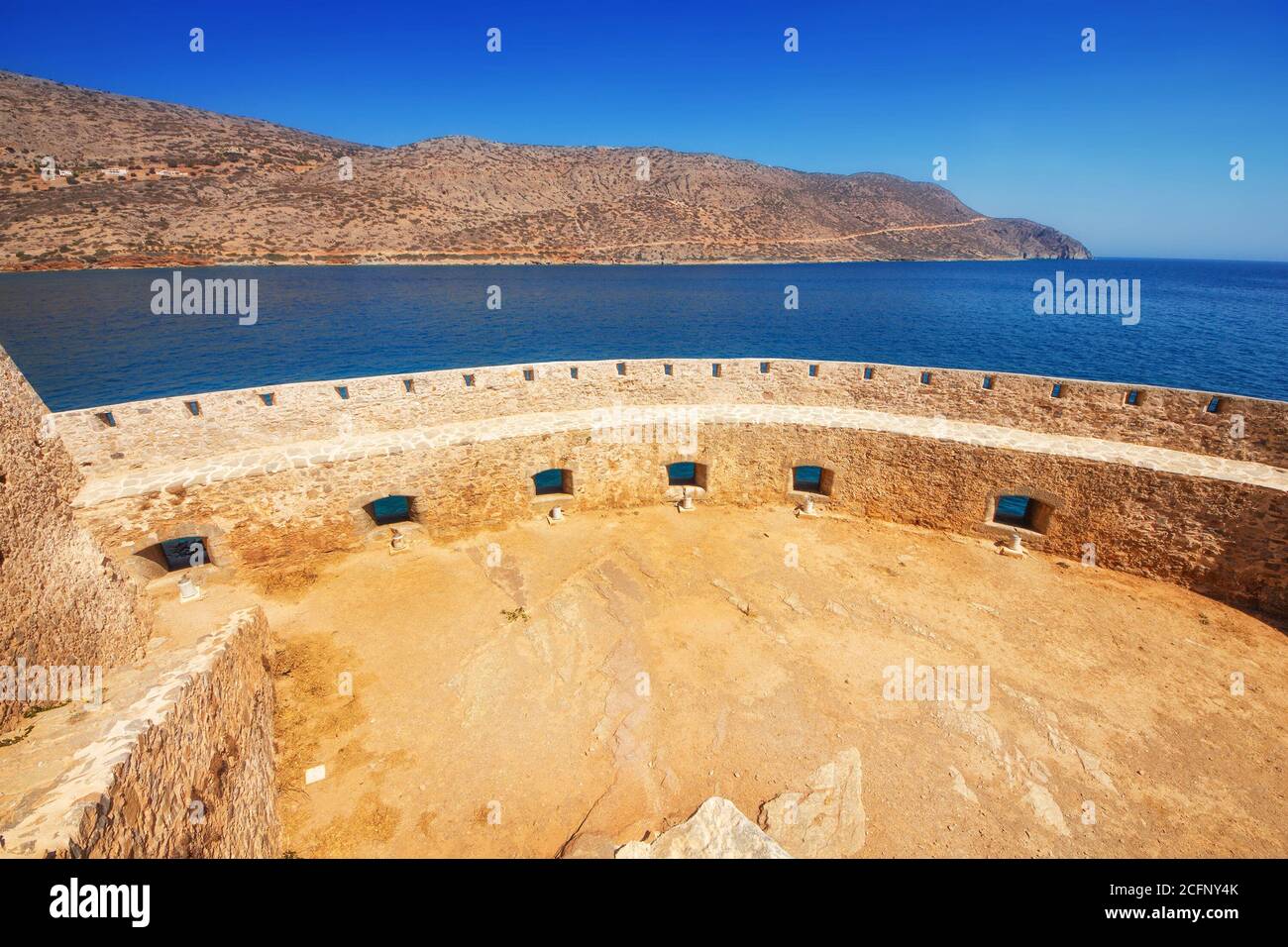 Ancient ruins of a fortified leper colony - Spinalonga (Kalydon) island ...