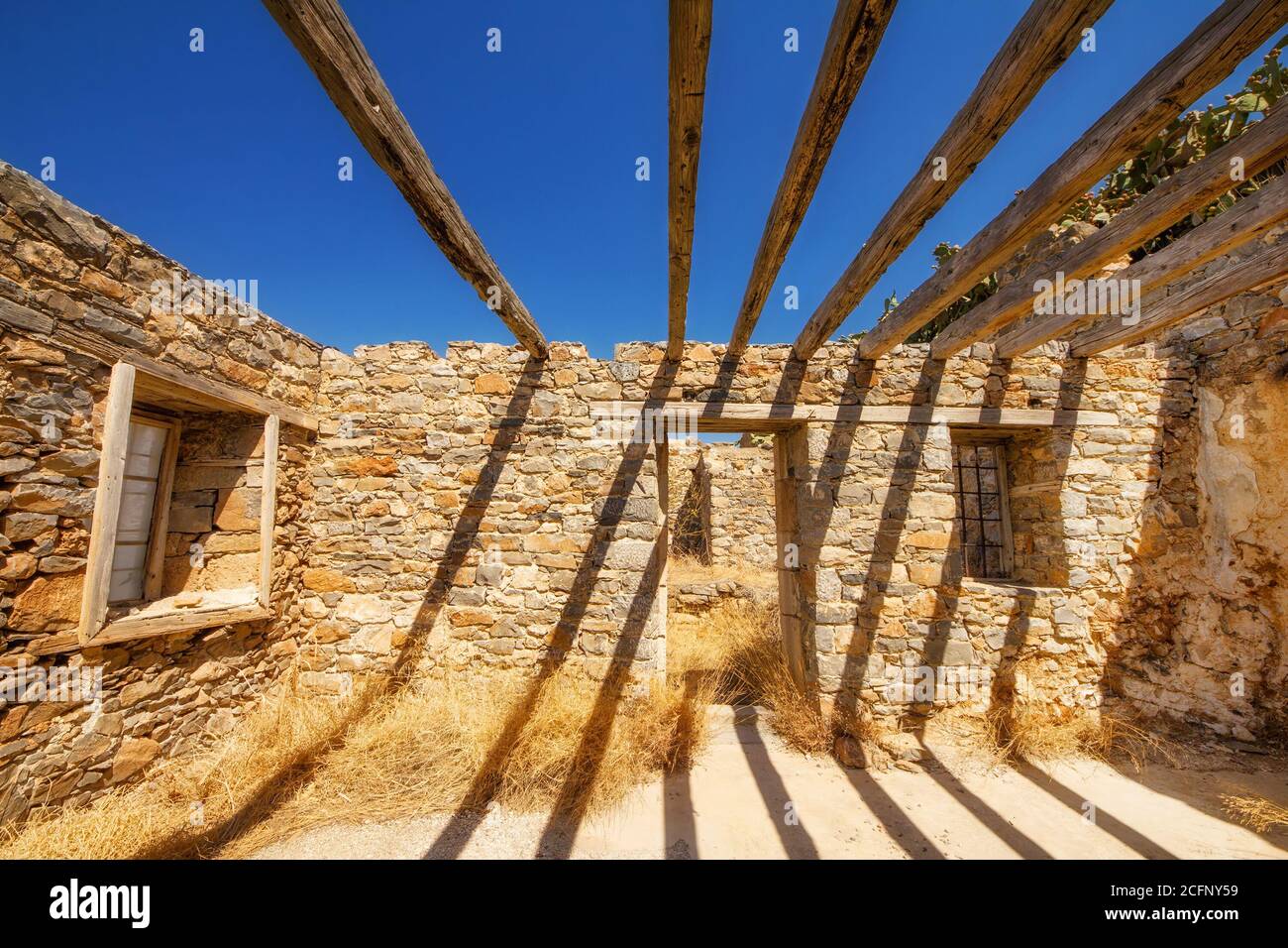 Ancient ruins of a fortified leper colony - Spinalonga (Kalydon) island ...