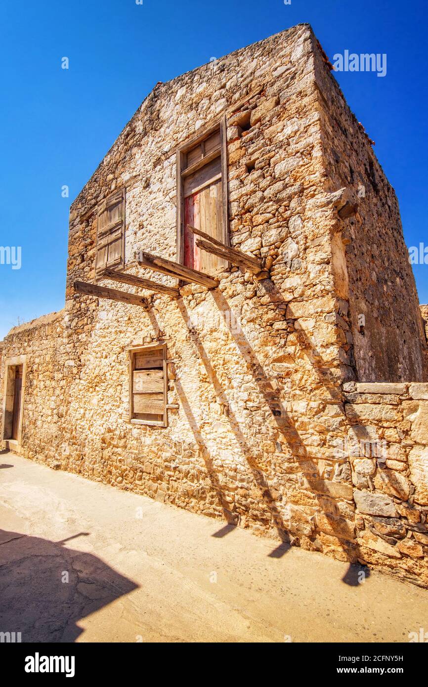 Ancient ruins of a fortified leper colony - Spinalonga (Kalydon) island ...