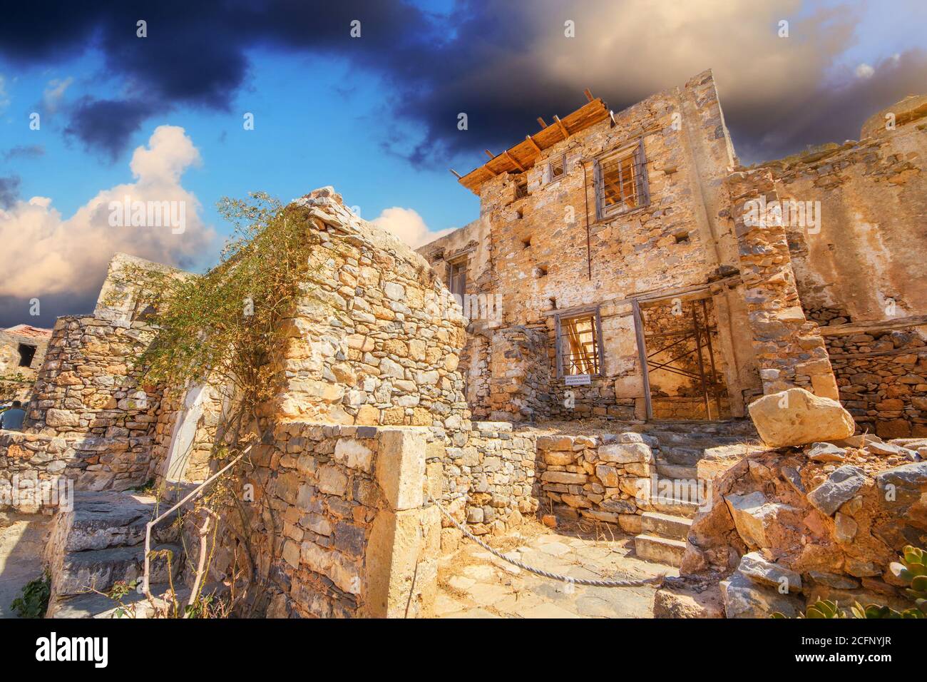Ancient ruins of a fortified leper colony - Spinalonga (Kalydon) island ...