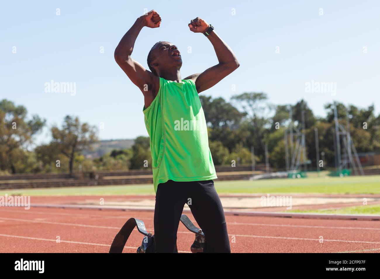 Disabled male athlete at an outdoor sports stadium Stock Photo - Alamy