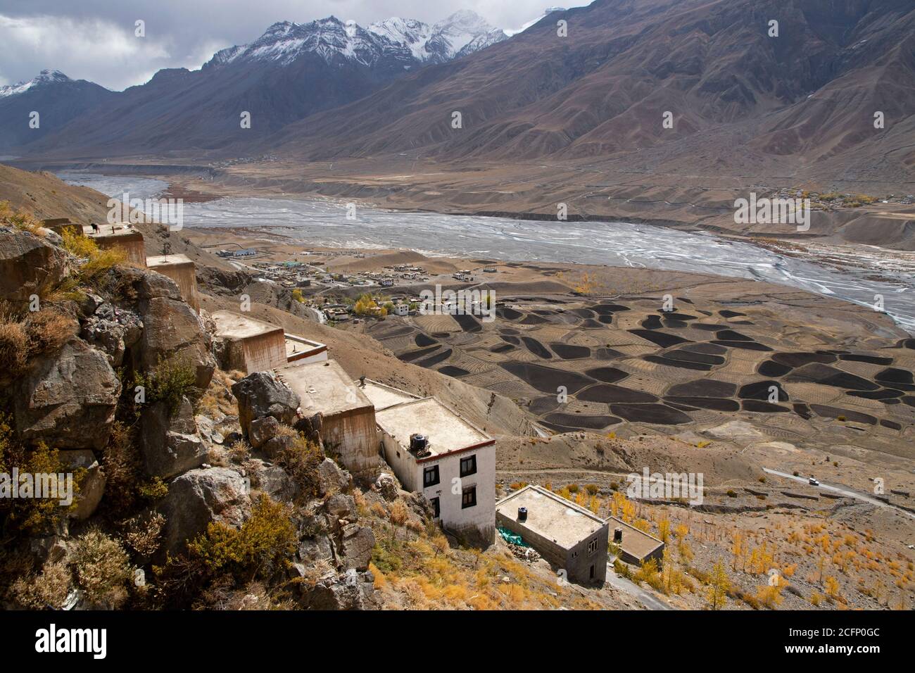 Abstract natural patterns and textures on remote land with small ...