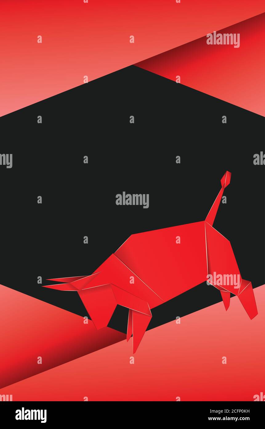 Geometric illustration of red bull origami style design Stock Vector ...