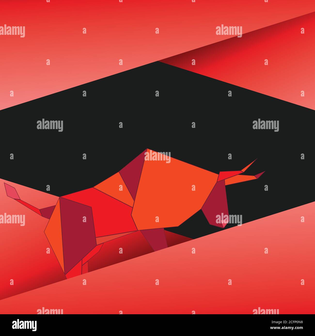 Geometric illustration of red bull origami style design Stock Vector ...