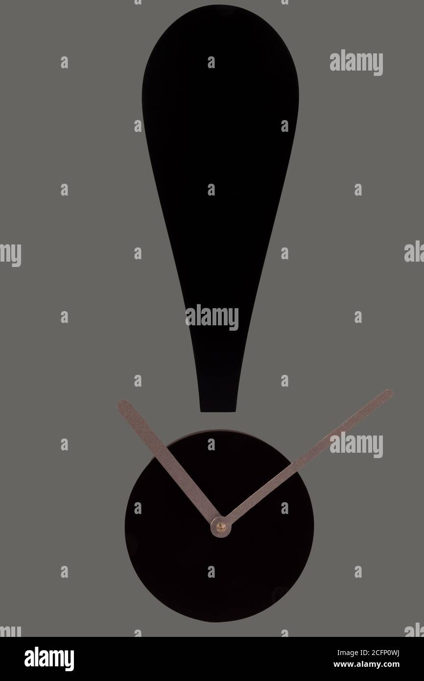 Stylized clock exclamation mark with space for branding, events ...