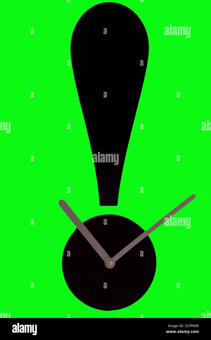 Stylized clock exclamation mark with space for branding, events ...