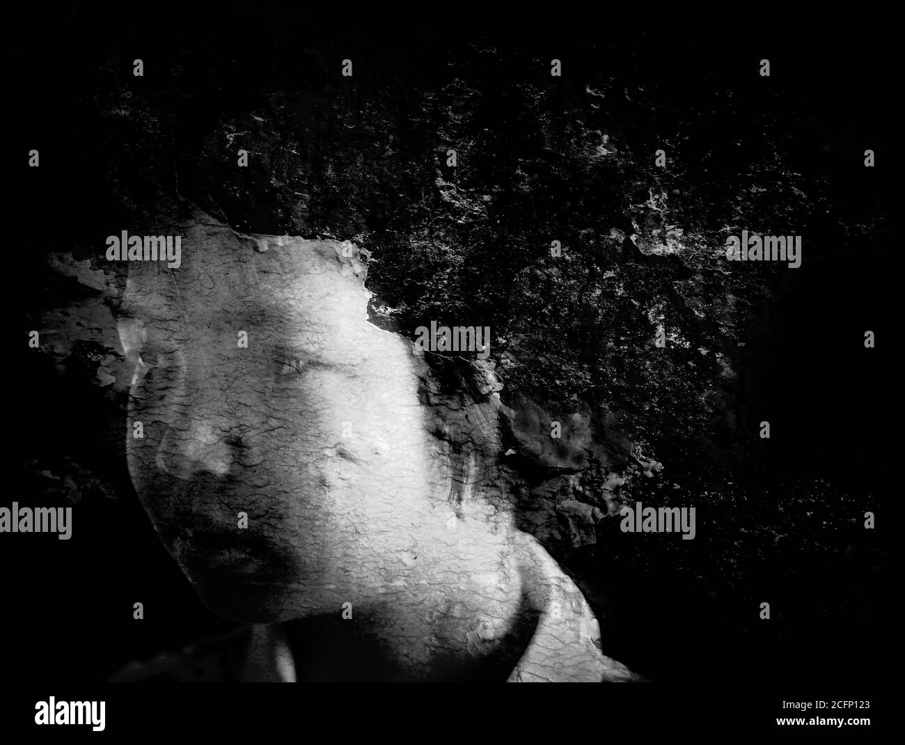 Art of girl double explorer with black and white image Stock Photo - Alamy