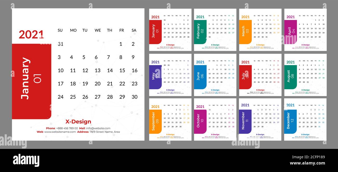 Desk Calendar 2021 Template, Calendar 2021 Stock Vector Image & Art - Alamy