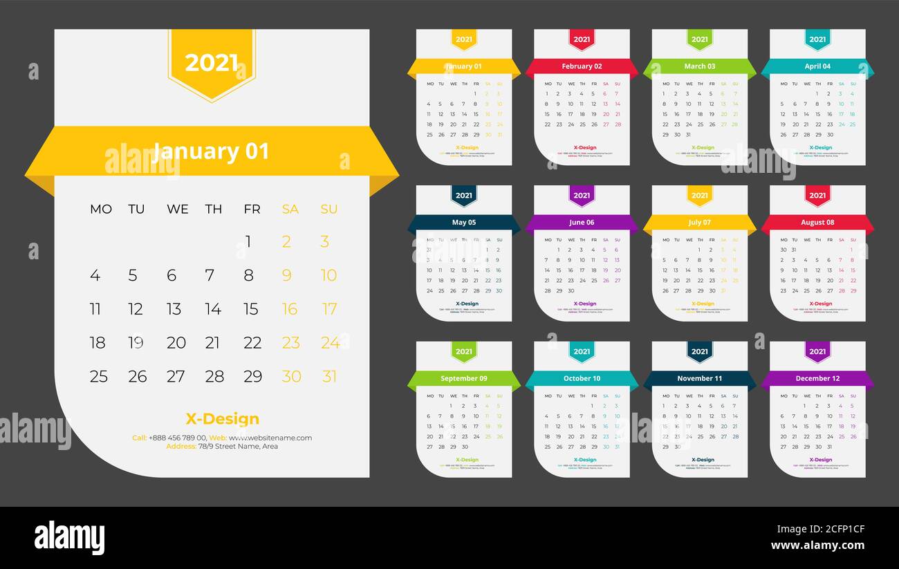Desk Calendar 2021 Template, Calendar 2021 Stock Vector Image & Art - Alamy