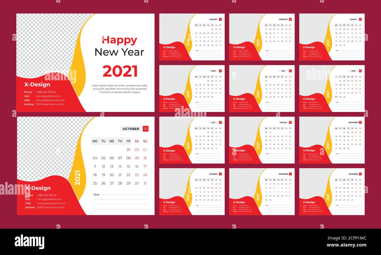 Desk Calendar 2021 Template, Calendar 2021 Stock Vector Image & Art - Alamy