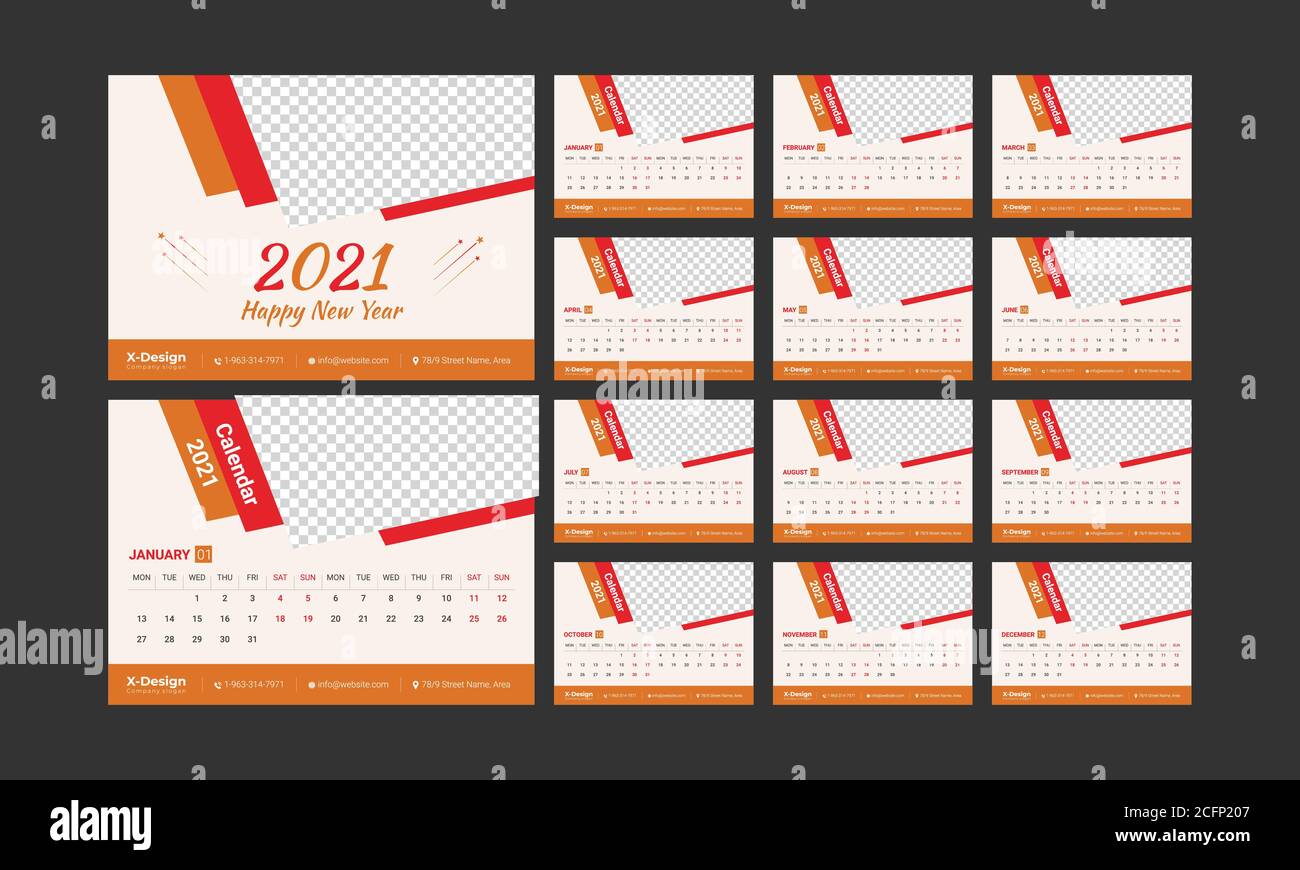 Desk Calendar 2021 Template, Calendar 2021 Stock Vector Image & Art - Alamy