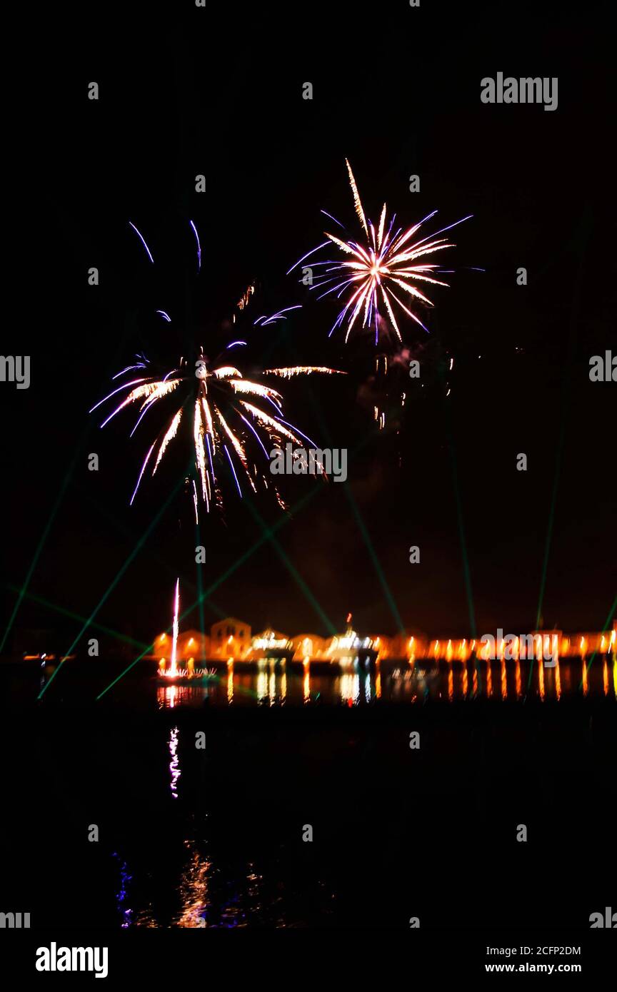 Fireworks over on the Arsenal lagoon during the Carnival celebration in ...