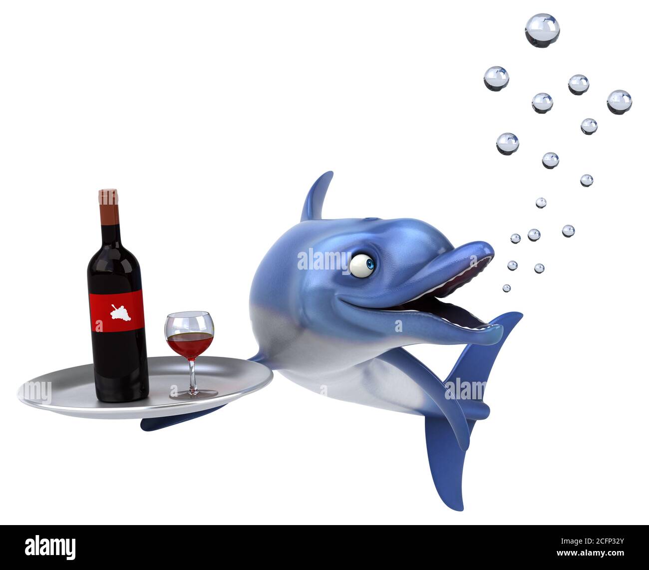 Fun dolphin - 3D Illustration Stock Photo - Alamy