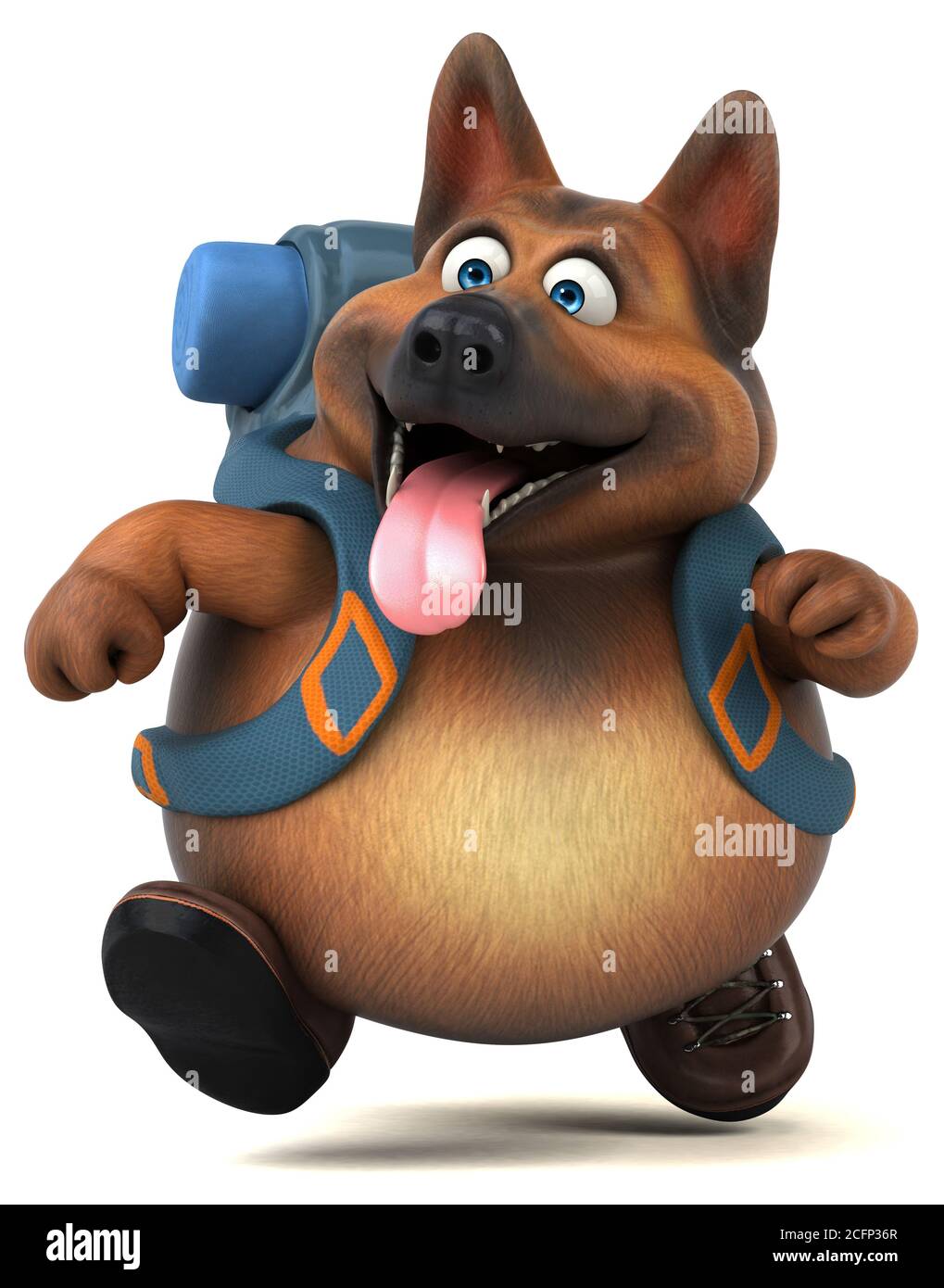 Fun backpacker german shepherd dog cartoon character Stock Photo - Alamy