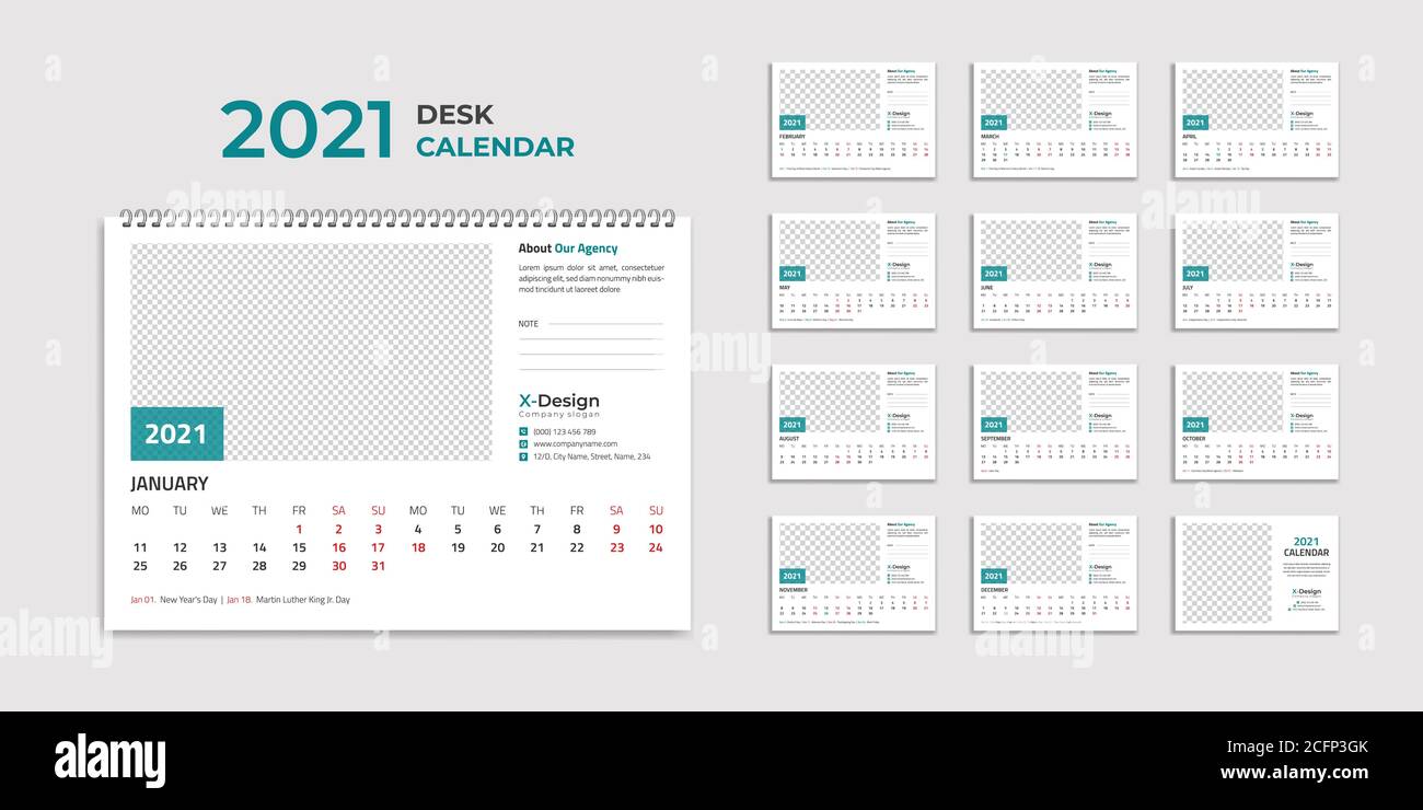 Desk Calendar 2021 Template, Calendar 2021 Stock Vector Image & Art - Alamy