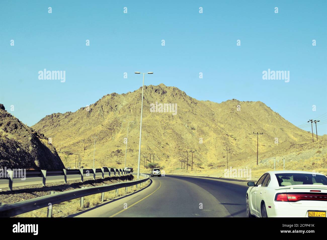 Landscape of Oman highway road travel. Muscat, Oman : 10-09-2020 Stock ...