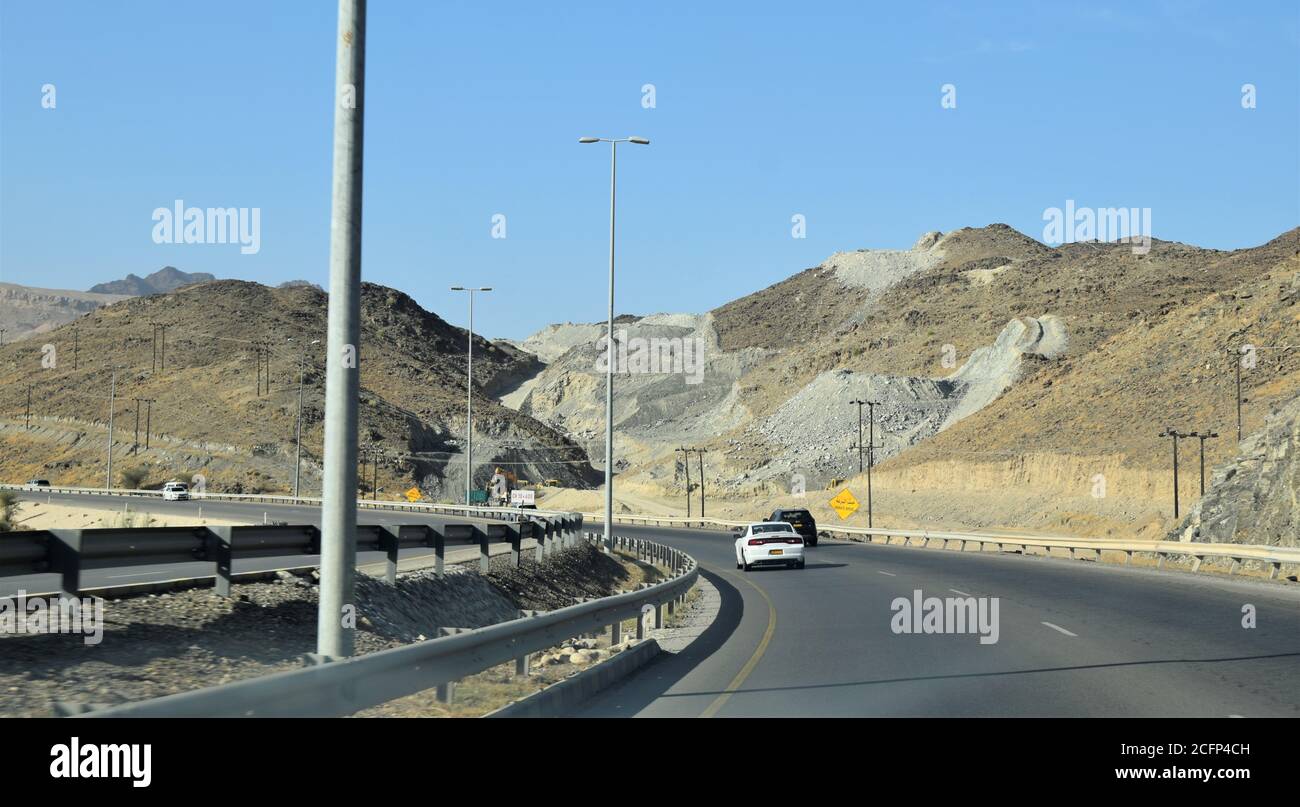 Landscape of Oman highway road travel. Muscat, Oman : 10-09-2020 Stock ...