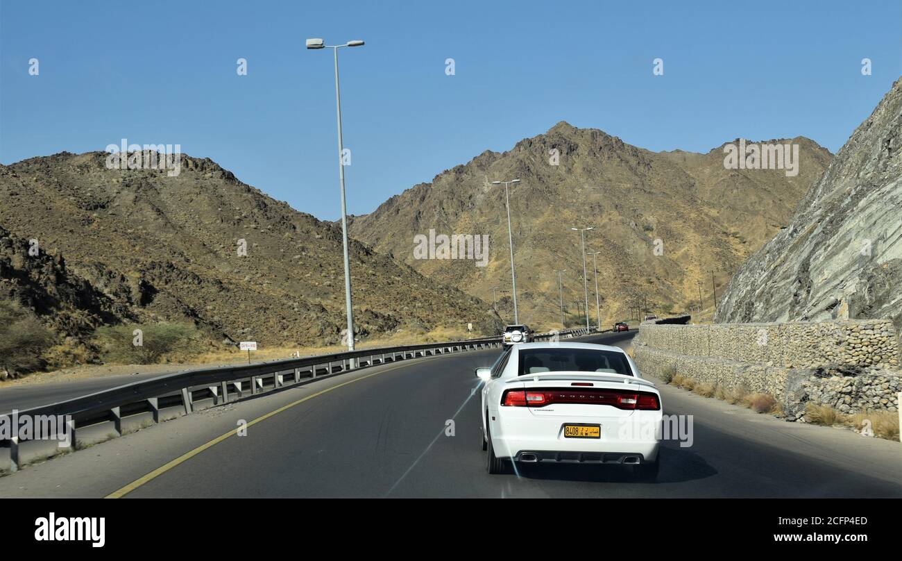 Landscape of Oman highway road travel. Muscat, Oman : 10-09-2020 Stock ...
