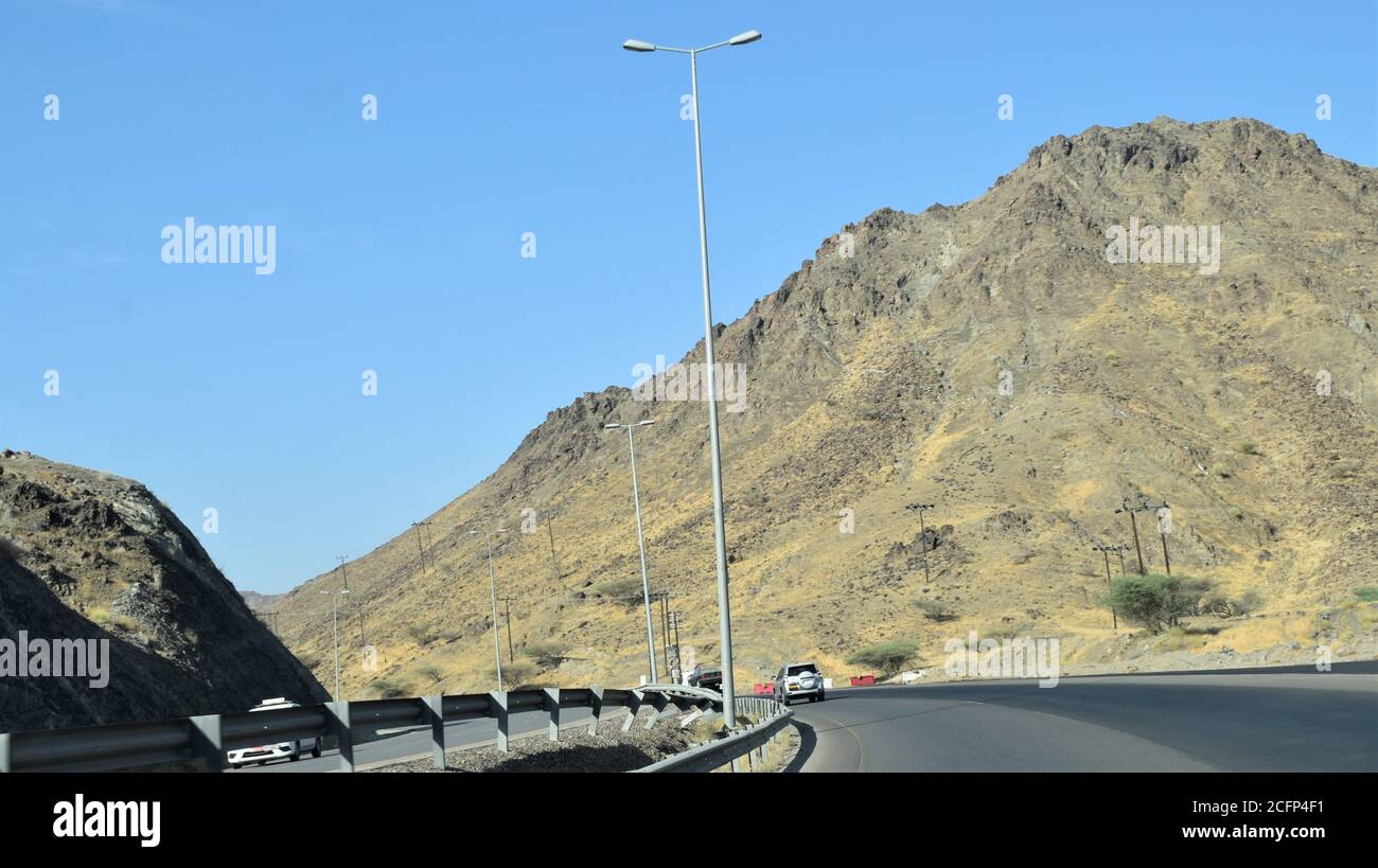 Landscape of Oman highway road travel. Muscat, Oman : 10-09-2020 Stock ...