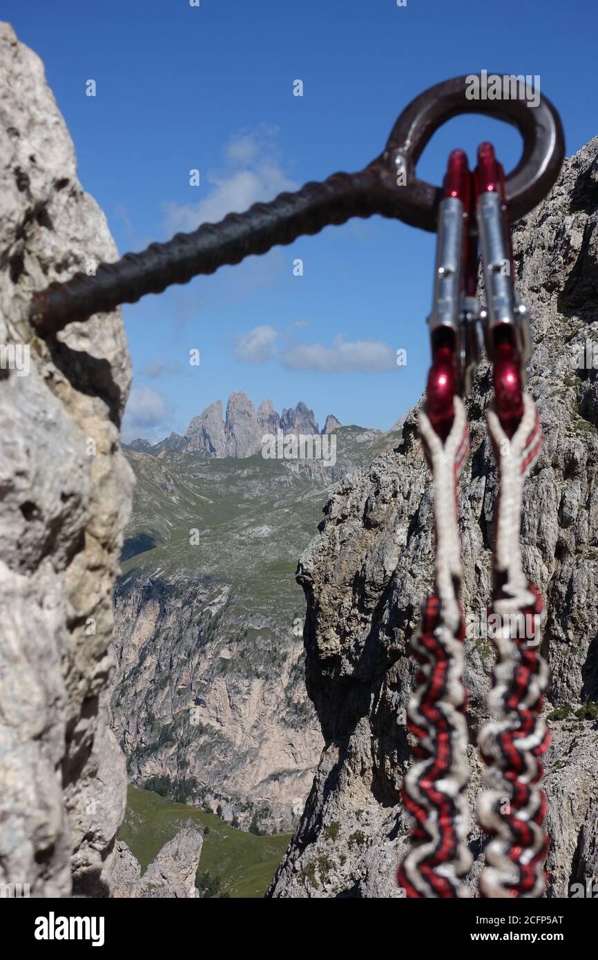 via ferrata view of geisslerspitzen in south tyrol Stock Photo - Alamy