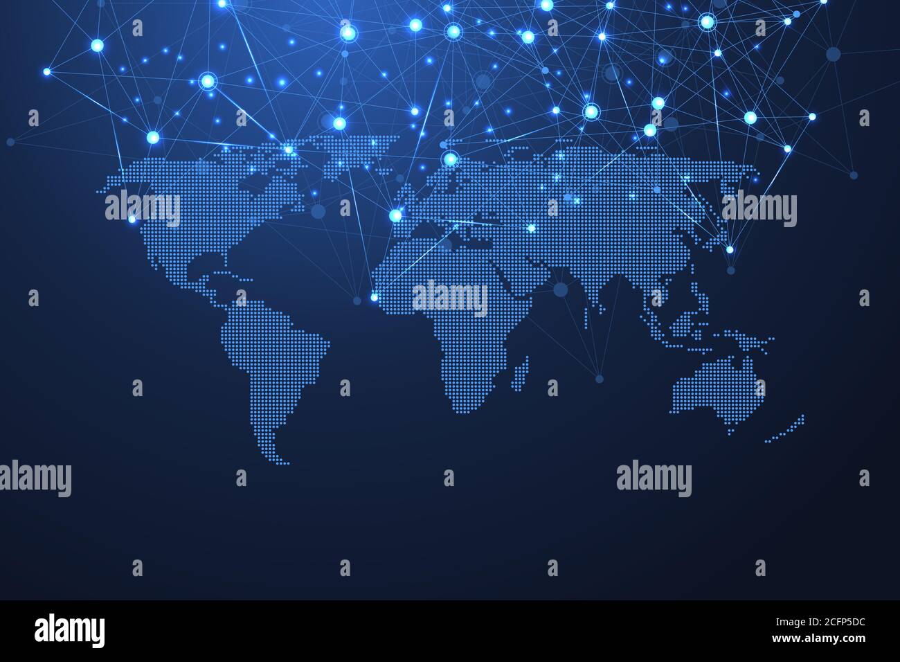 Global network connections with points and lines. Wireframe background ...