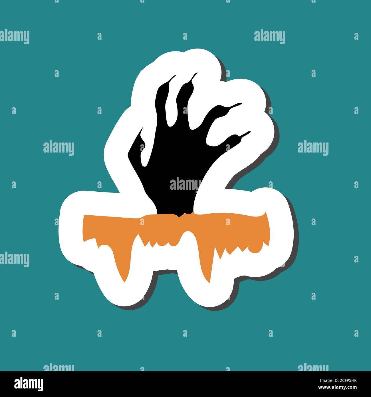 Cute Halloween sticker of scarry day symbols. Funny cartoon dead man s ...