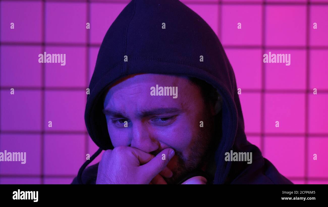 Poor guy gamer is crying because of fail Stock Photo - Alamy