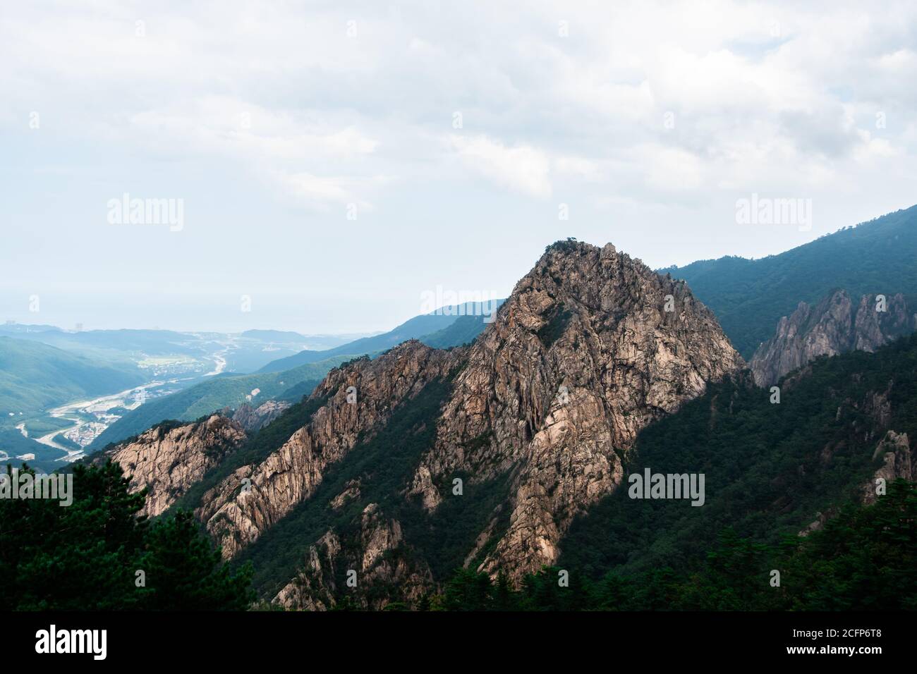 View of the mountain range from Seoraksan National Park in Sokcho ...