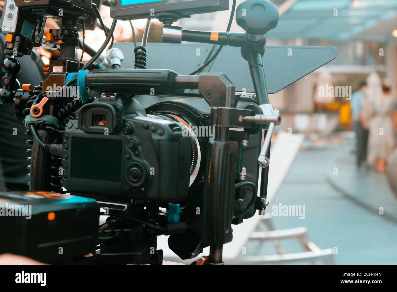 Film production crew, Behind the scenes background Stock Photo - Alamy