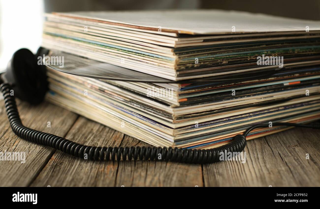 Favorite forgotten vinyl records in a stack Stock Photo - Alamy