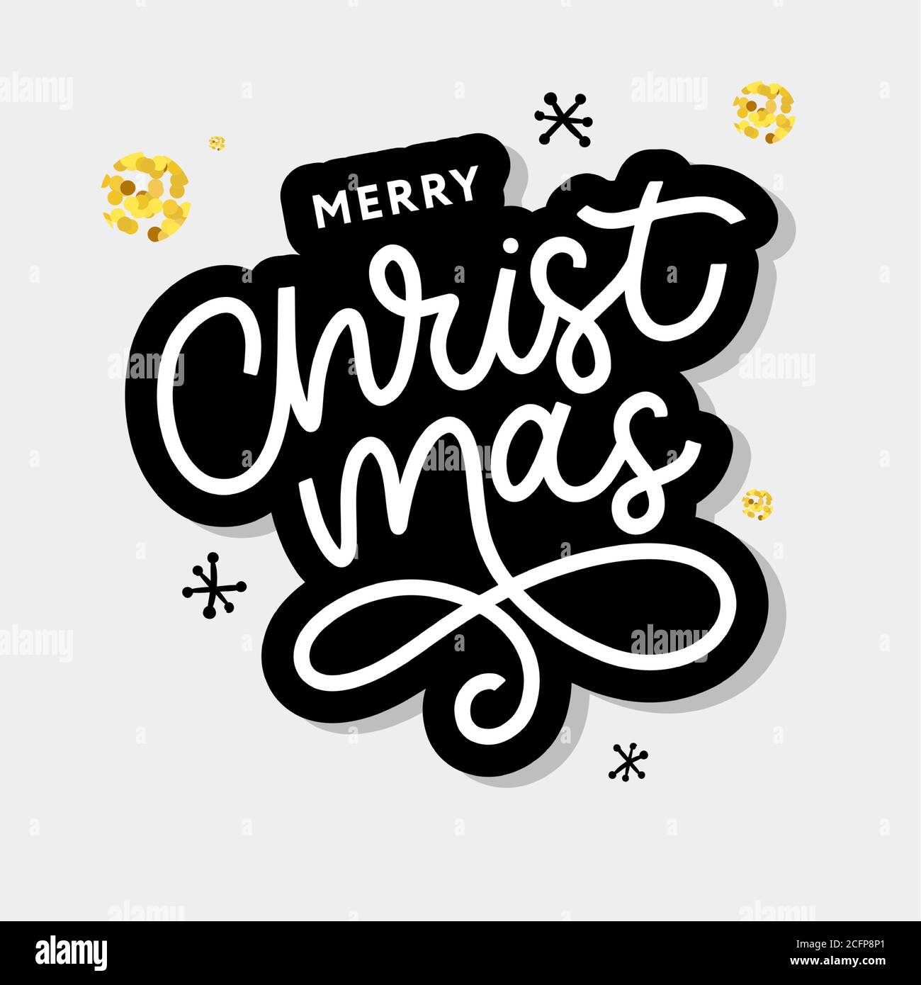 Merry Christmas gold glittering lettering design. Vector illustration ...