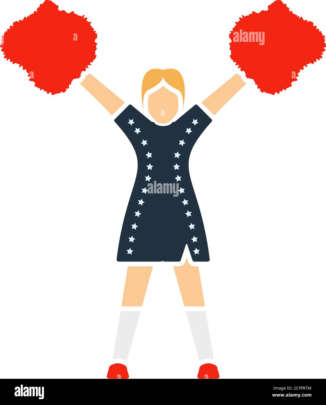 American Football Cheerleader Girl Icon. Flat Color Design. Vector ...