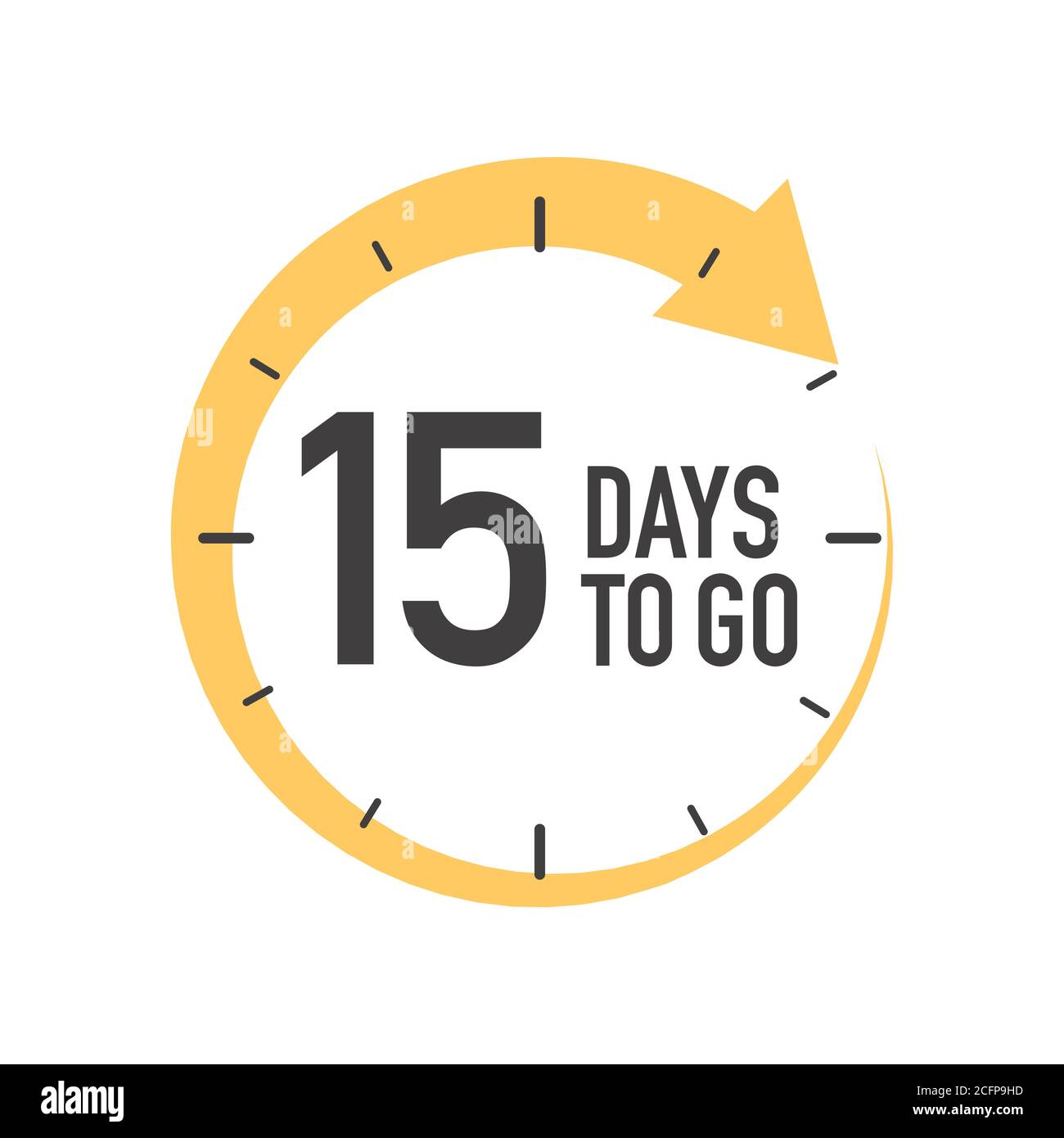Fifteen days to go icon. Round symbol with yellow arrow Stock Vector ...