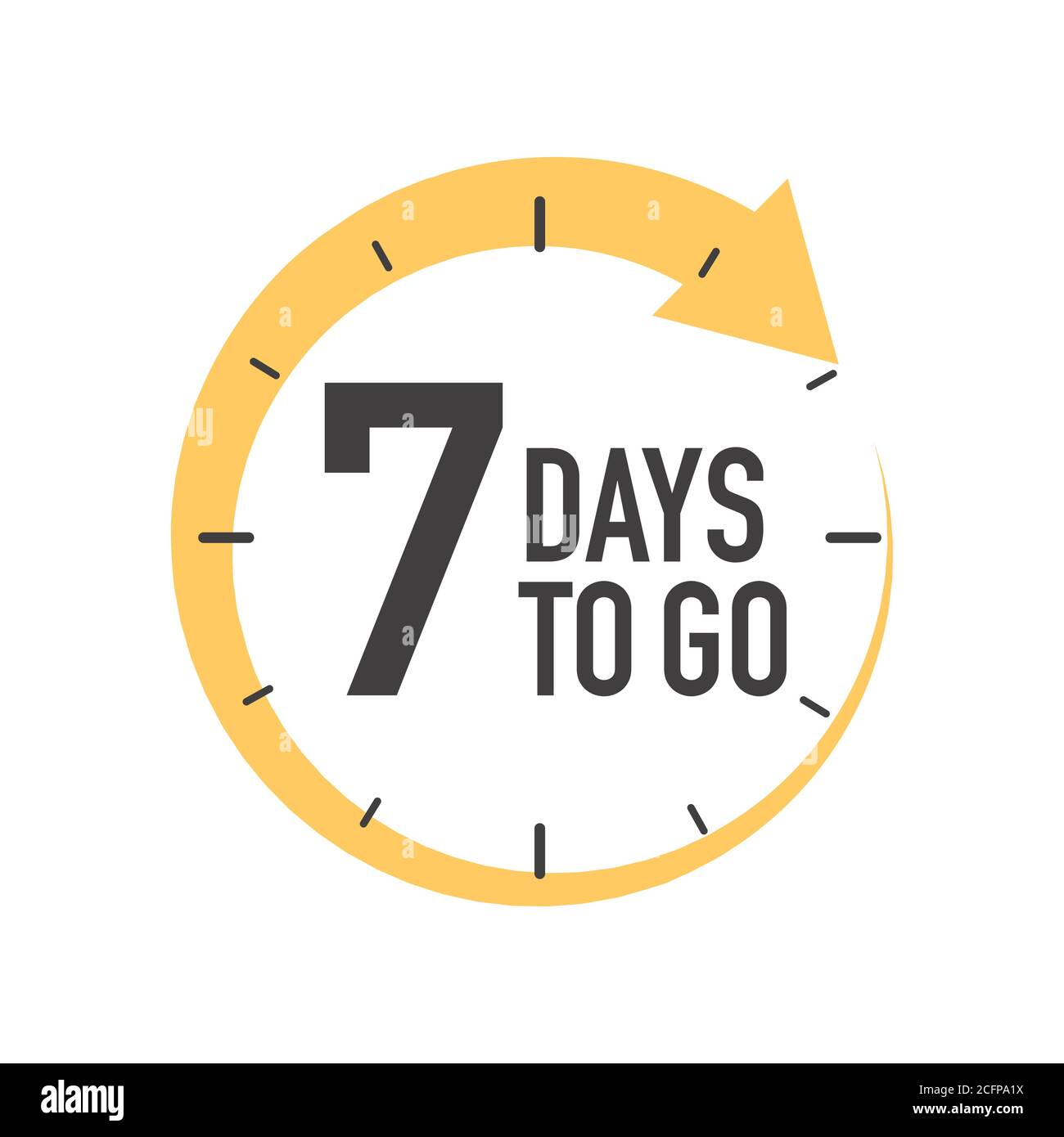 Seven days to go icon. Round symbol with yellow arrow Stock Vector ...