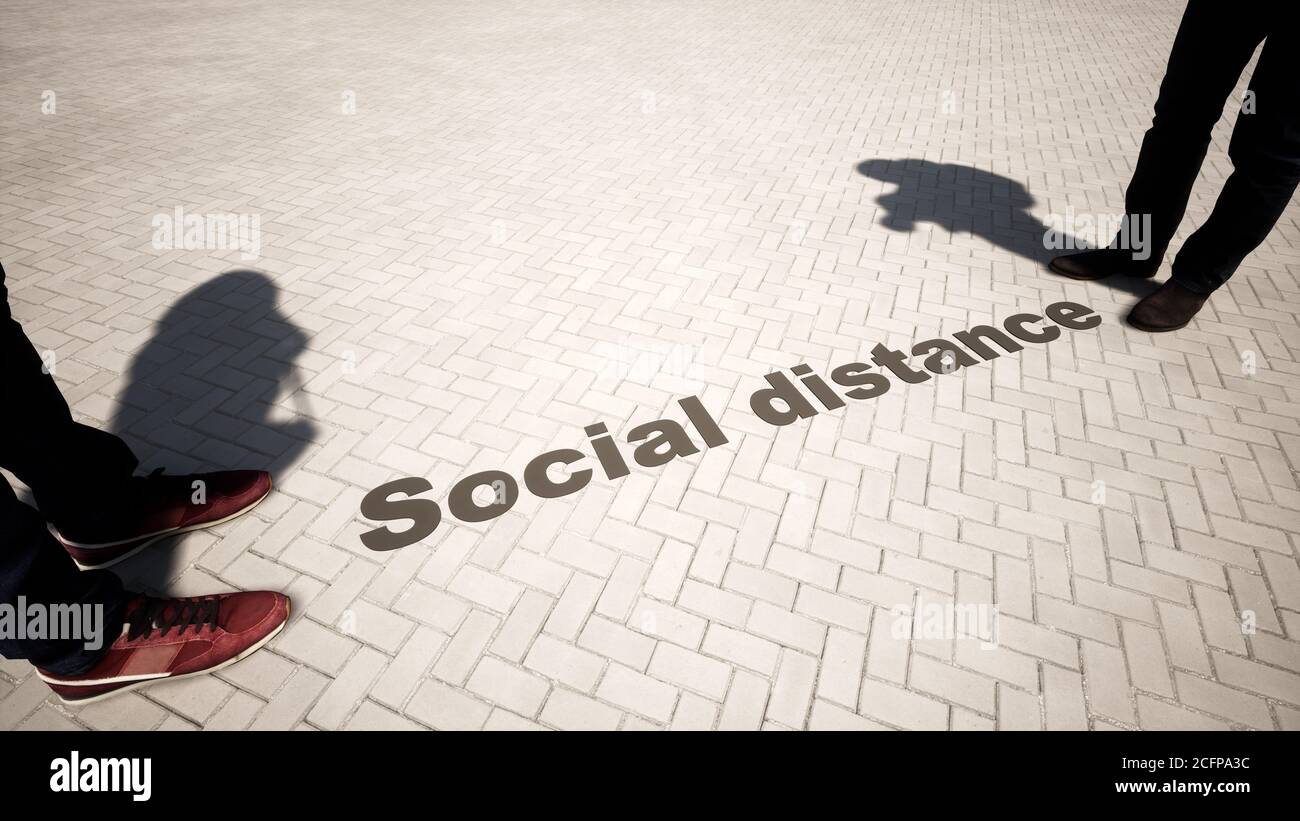 Concept or conceptual 3d illustration of a man to man meeting following ...