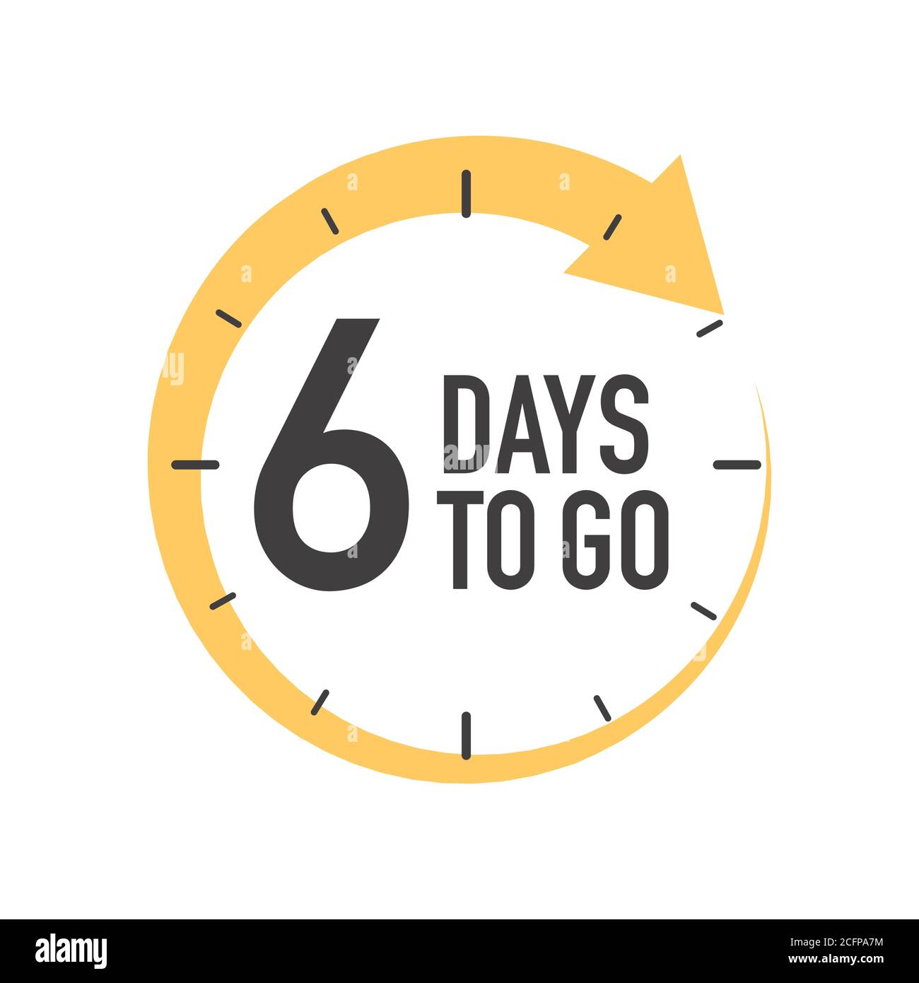 Six days to go icon. Round symbol with yellow arrow Stock Vector Image ...