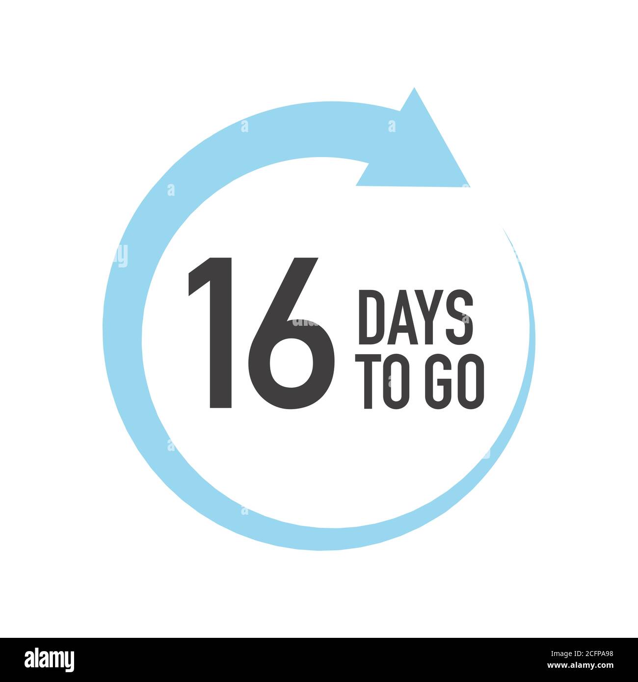 Sixteen days to go icon. Round symbol with blue arrow Stock Vector ...