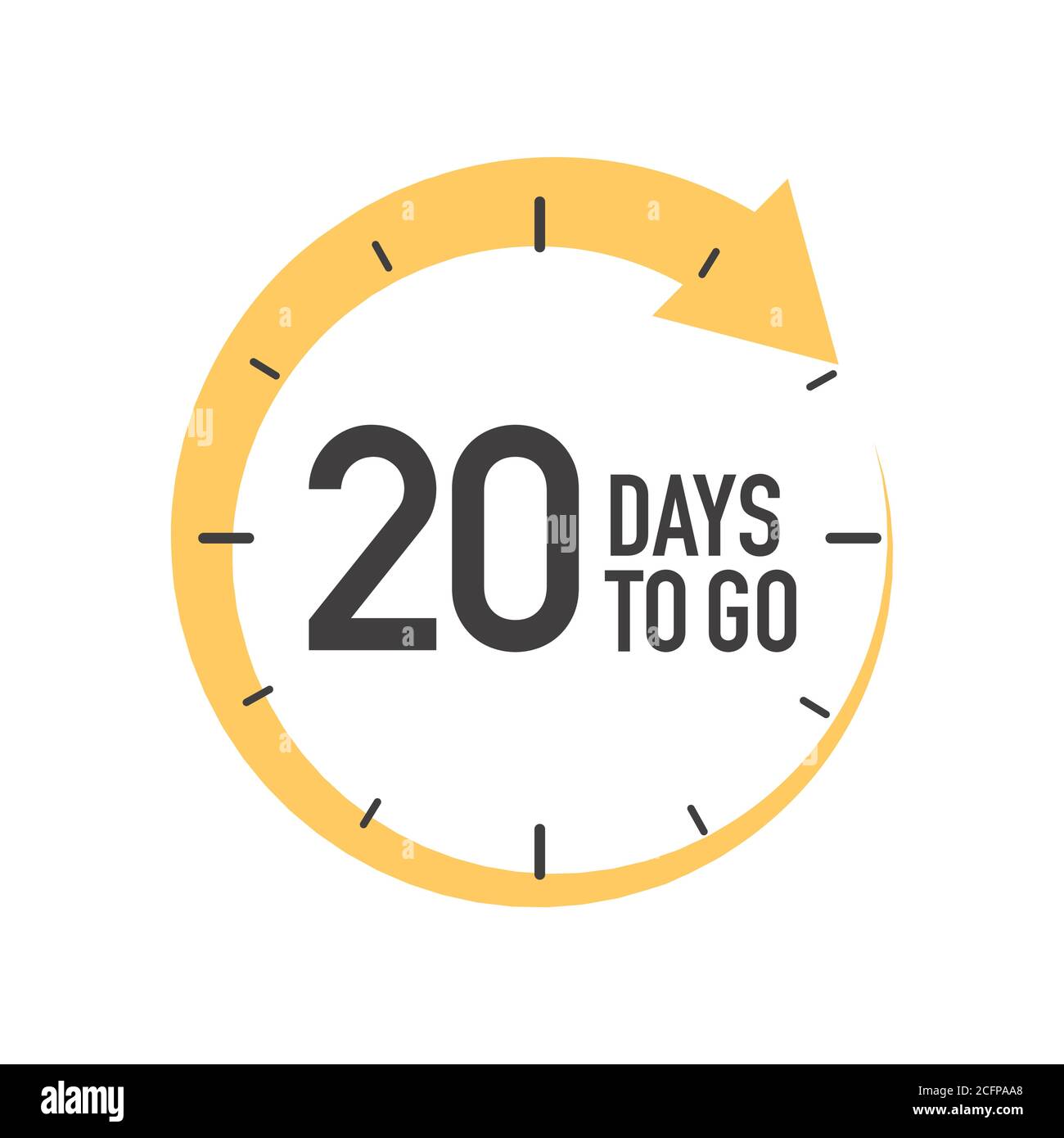 Twenty days to go icon. Round symbol with yellow arrow Stock Vector ...