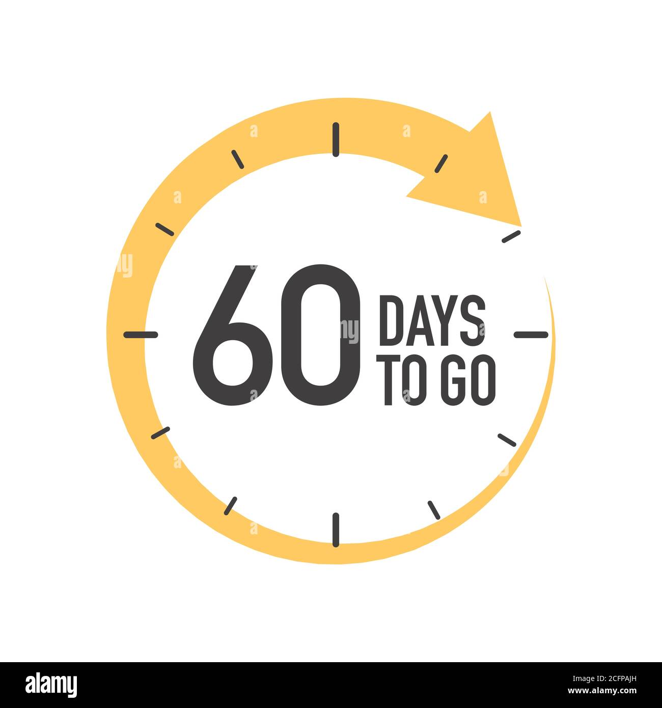 Sixty days to go icon. Round symbol with yellow arrow Stock Vector ...